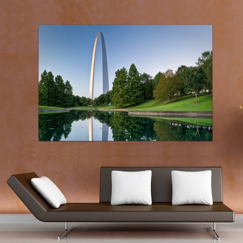 Gateway Arch Arch Pond Reflection Poster 36x24 inch