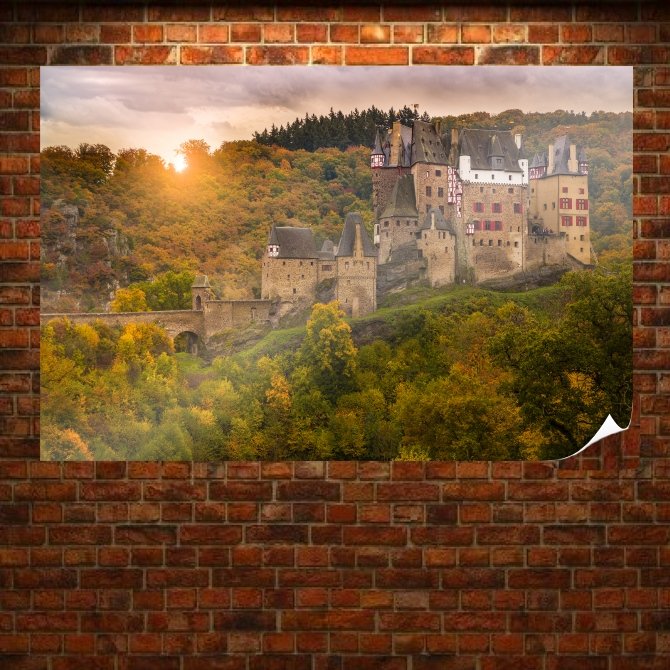 Castle Sunlight Trees Eltz Castle Poster 36x24 inch