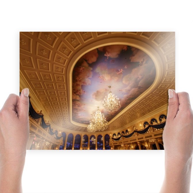 Ballroom Chandelier Angel Ceiling Poster 24x18 inch