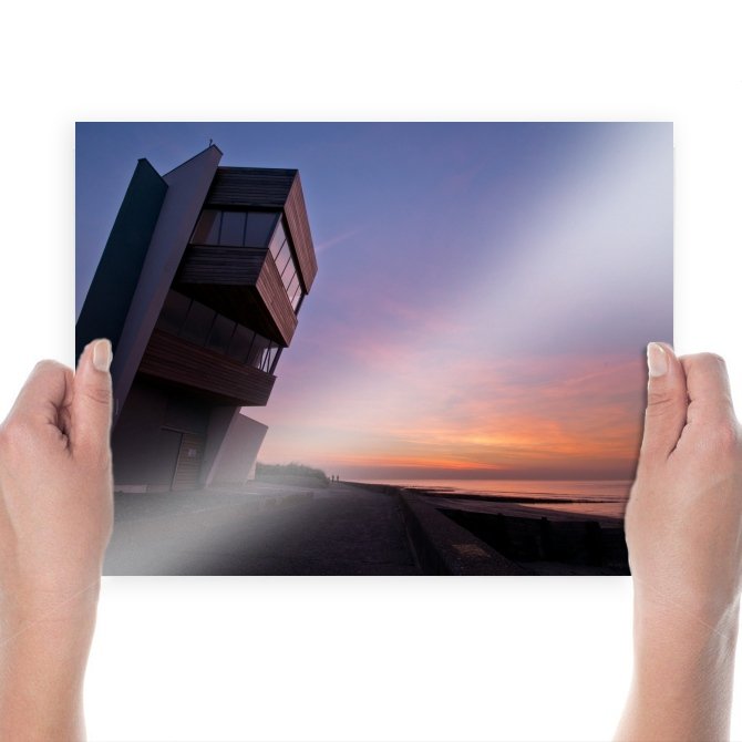 Building House Sunset Poster 24x18 inch