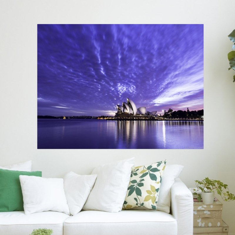 Sydney Opera House Sydney Opera House Night Clouds Purple Poster 24x18 inch