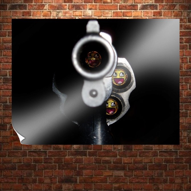 Awesome Face Meme Revolver Black Poster 32x24 inch
