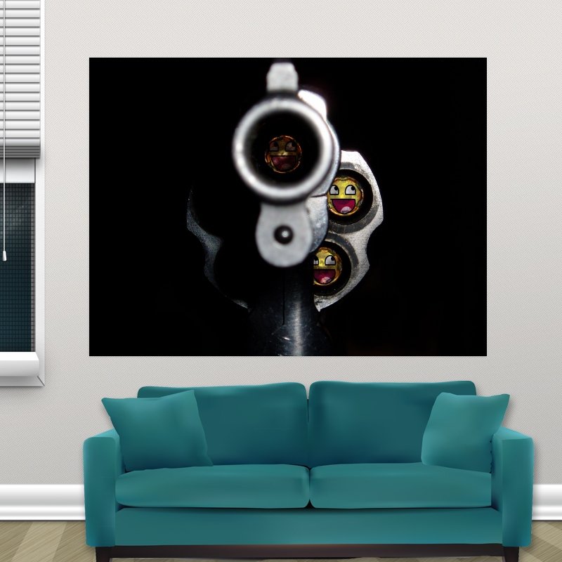 Awesome Face Meme Revolver Black Poster 32x24 inch