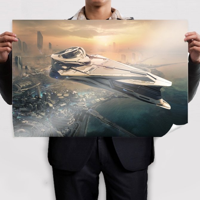 Spaceship Buildings Skyscrapers Future Star Citizen Poster 36x24 inch