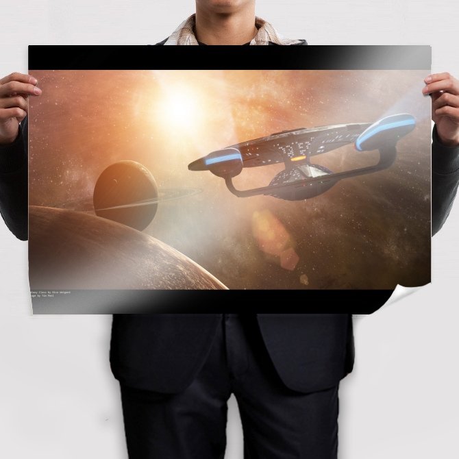 Star Trek Starship Enterprise Spaceship Starlight Planet Poster 36x24 inch
