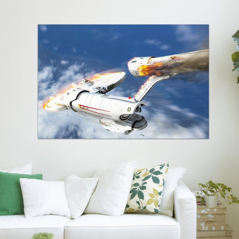 Star Trek Enterprise Spaceship Starship Fire Re Entry Atmosphere Poster ...