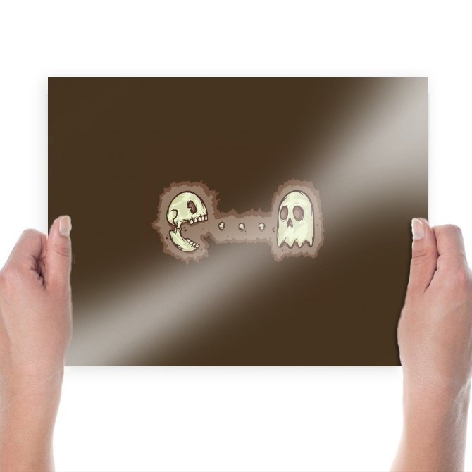 Pac Man Fossil Skeleton Brown Poster 24x18 inch