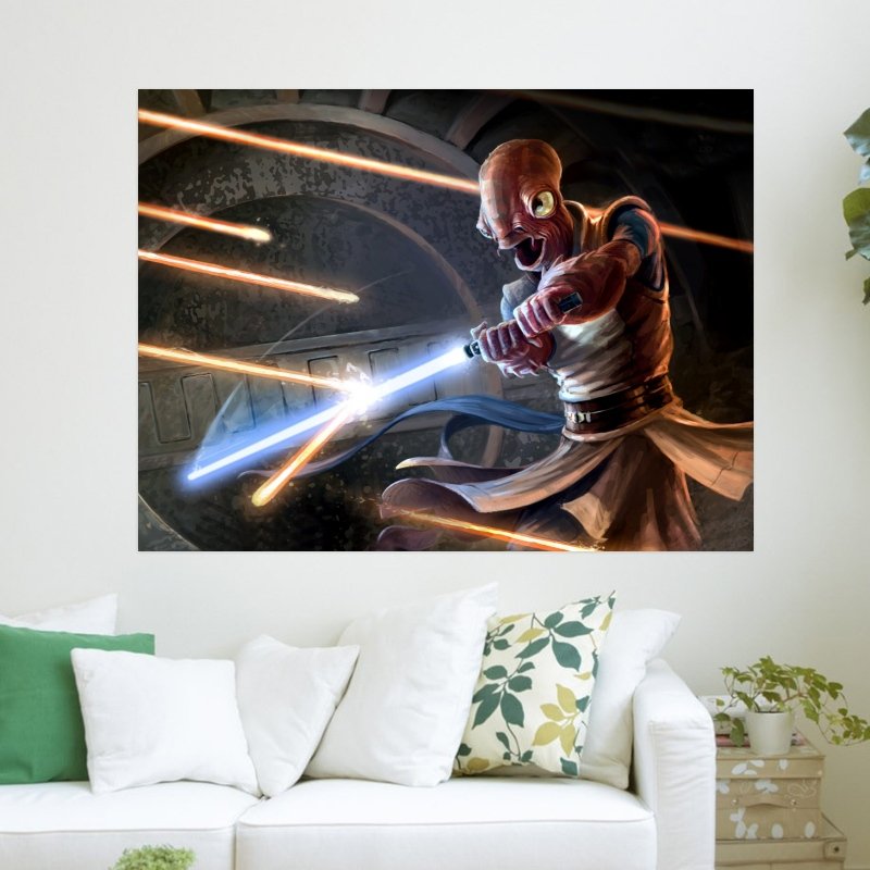 Star Wars Ackbar Lightsaber Drawing Poster 24x18 inch
