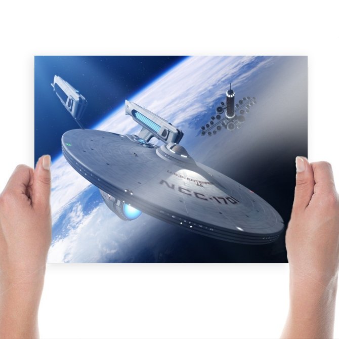 Star Trek Starship Enterprise Spaceship Planet Poster 24x18 inch