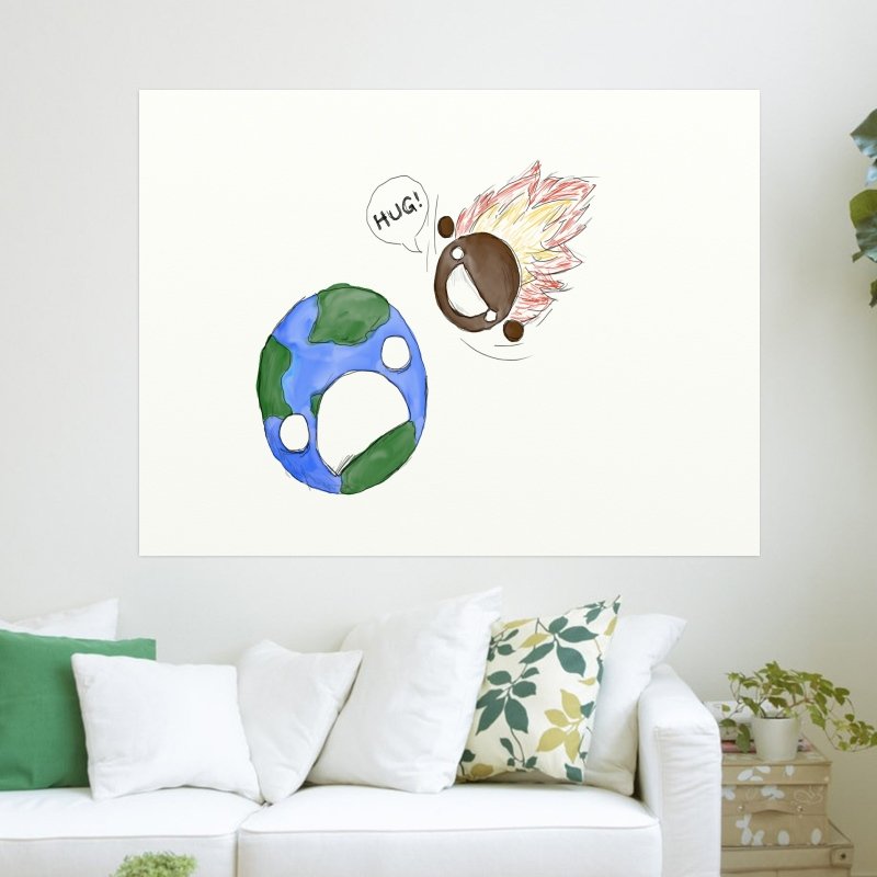 Hug Earth White Drawing Poster 24x18 inch