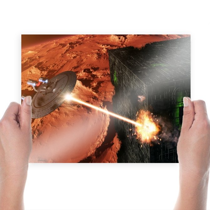 Star Trek Starship Borg Laser Battle Spaceship Poster 24x18 inch