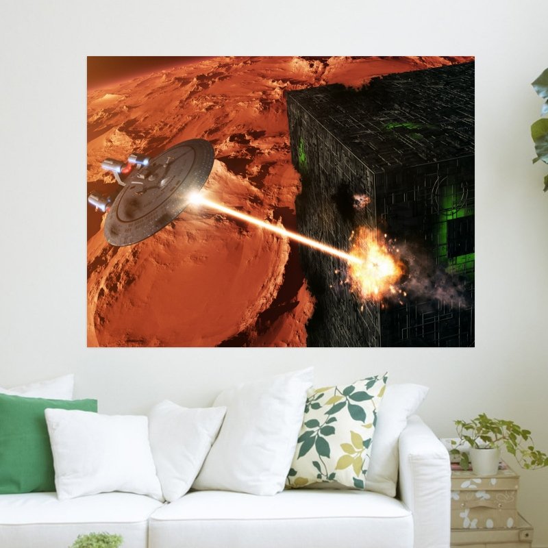 Star Trek Starship Borg Laser Battle Spaceship Poster 24x18 inch
