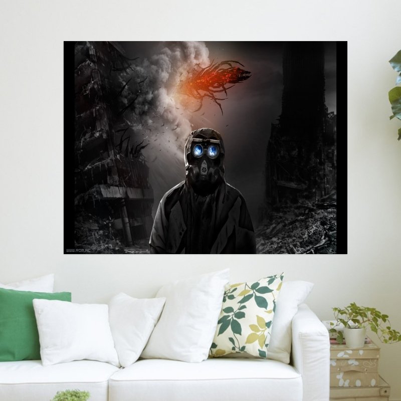 Romantically Apocalyptic Drawing Gas Mask Apocalypse Poster 24x18 inch
