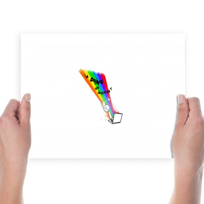 Internet Rainbow White Laptop Meme Poster 24x18 inch