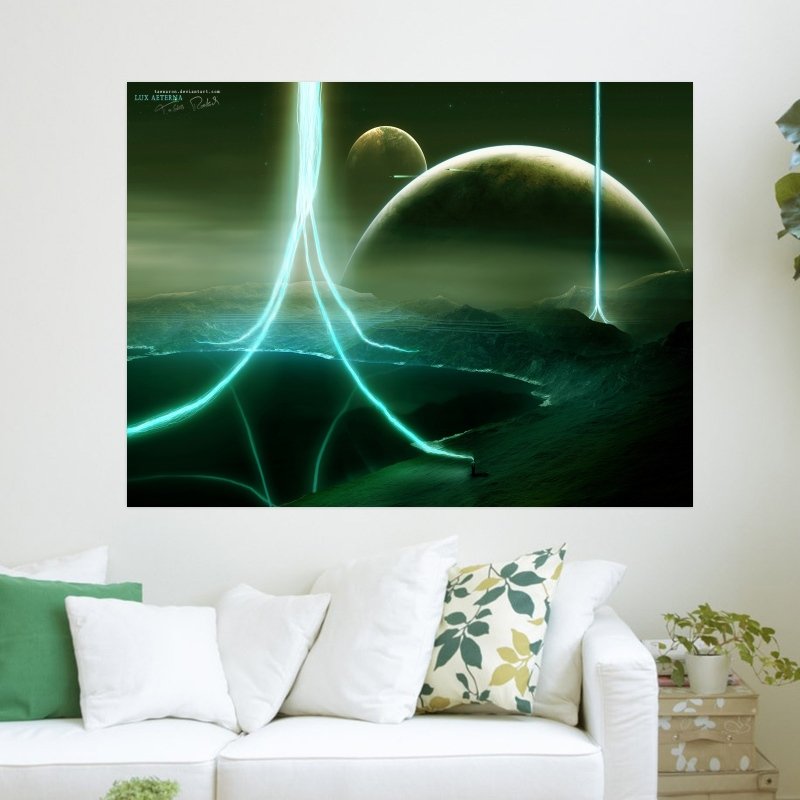 Planets Alien Landscape Spaceships Poster 24x18 inch
