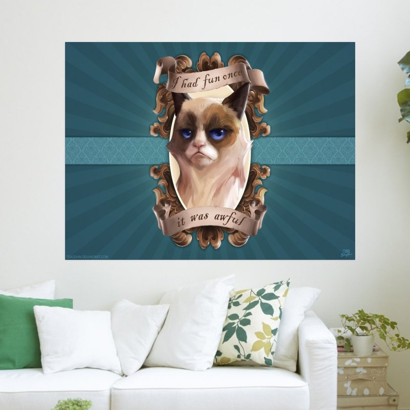 Cat Fun Awful Grumpy Cat Poster 24x18 inch