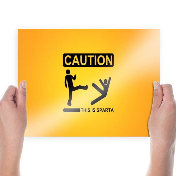 Caution Sparta 300 Yellow Poster 24x18 inch