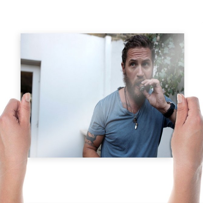 Tom Hardy Beard Cigar Smoking Tattoo Sexy Hot Poster 24x18 inch