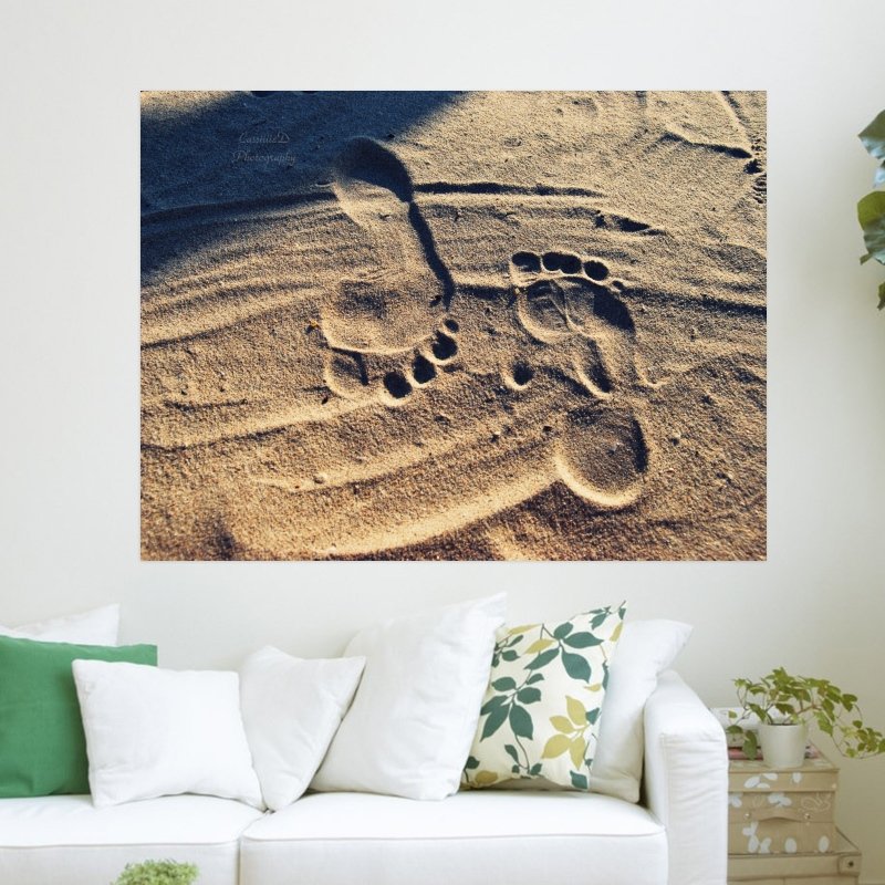 Beach Sand Footprints Sexy Hot Poster 24x18 inch