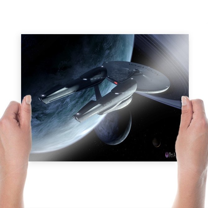 Star Trek Starship Enterprise Spaceship Planets Stars Poster 24x18 inch