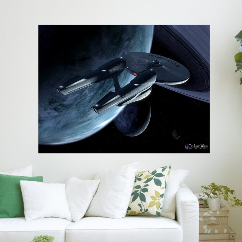 Star Trek Starship Enterprise Spaceship Planets Stars Poster 24x18 inch