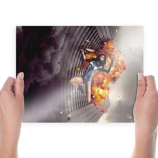 Jump Explosion Robot Cyborg Poster 24x18 inch