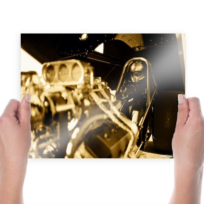 Sepia Engine Helmet Race Car Drag Race Tv Movie Art Poster 24x18 inch