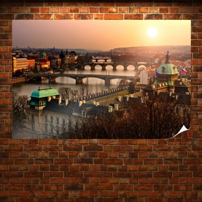 Czech Republic Sunset Buildings Bridge Sunlight Prague Tv Movie Art ...