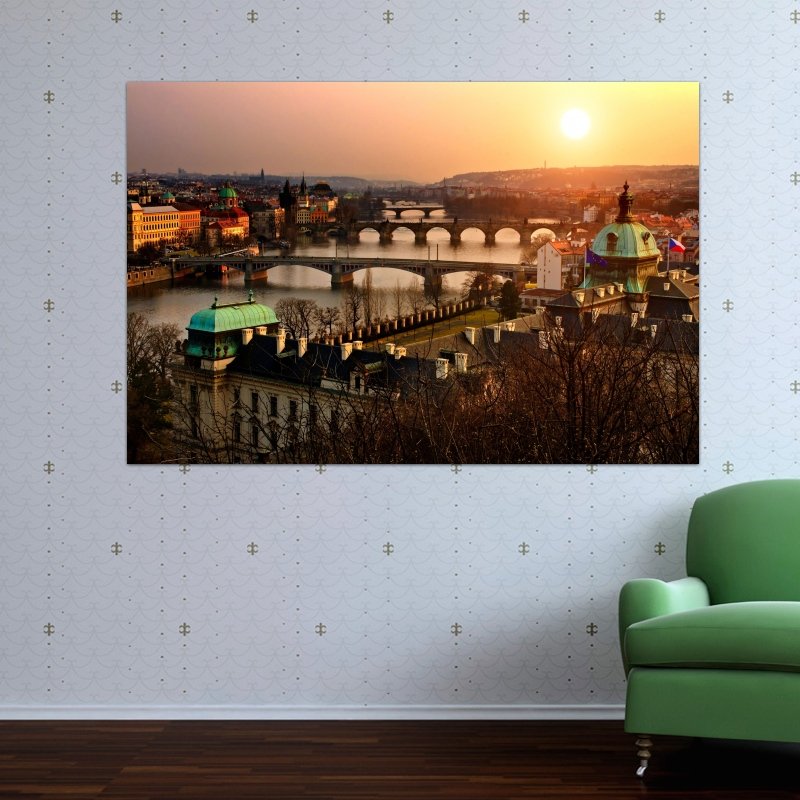 Czech Republic Sunset Buildings Bridge Sunlight Prague Tv Movie Art ...