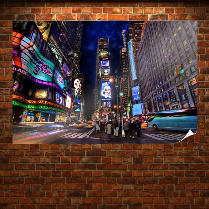 Hdr New York Times Square Tv Movie Art Poster 36x24 inch