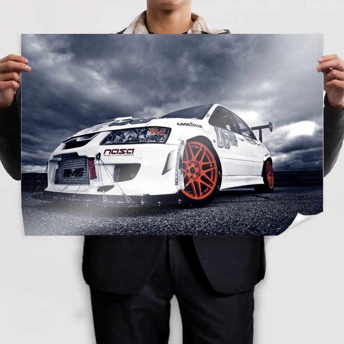 Mitsubishi Lancer Evolution Evo Clouds Tv Movie Art Poster 36x24 inch