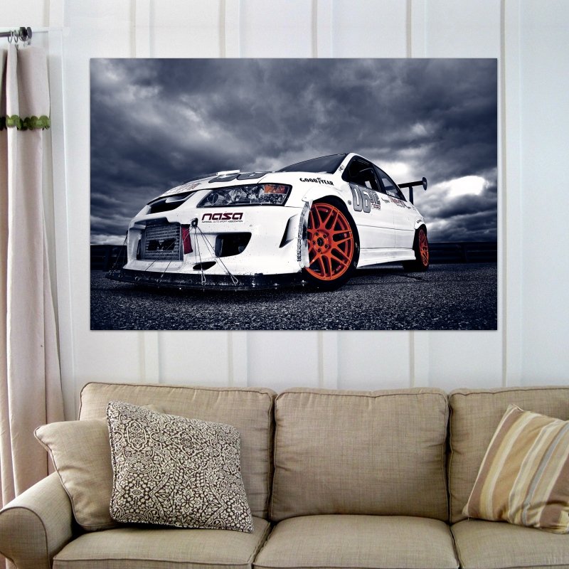 Mitsubishi Lancer Evolution Evo Clouds Tv Movie Art Poster 36x24 inch