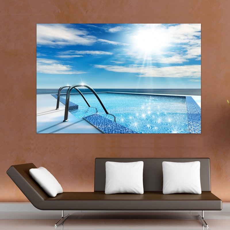 Sunshine Swimming Pool Art Poster Print 36x24 inch
