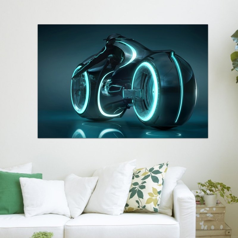 Tron Light Cycle Art Poster Print 36x24 inch