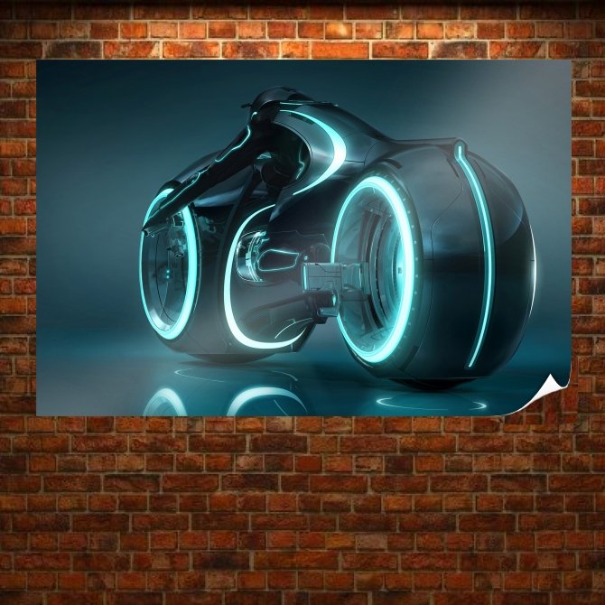Tron Light Cycle Art Poster Print 36x24 inch