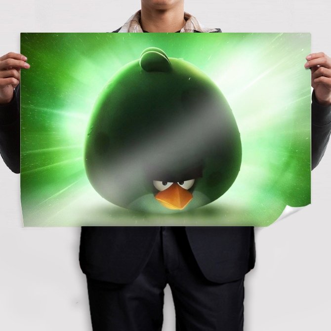 Green Angry Birds Art Poster Print 36x24 inch