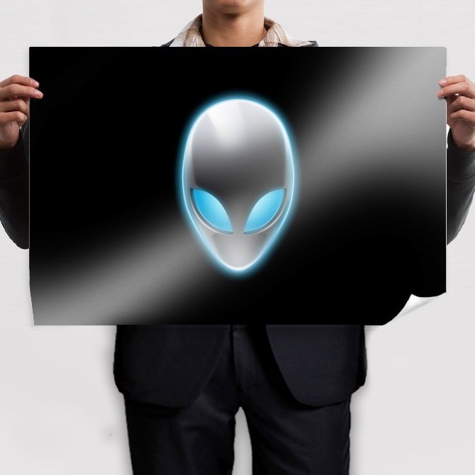 Alien Head Art Poster Print 36x24 inch