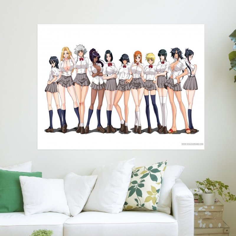 School Girl Line Up Art Poster Print 24x18 inch