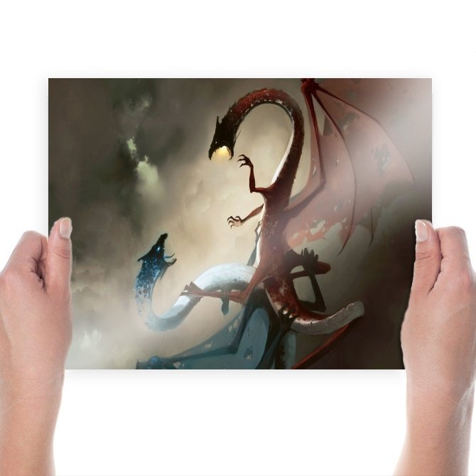 Flying Dragon Art Poster Print 24x18 inch