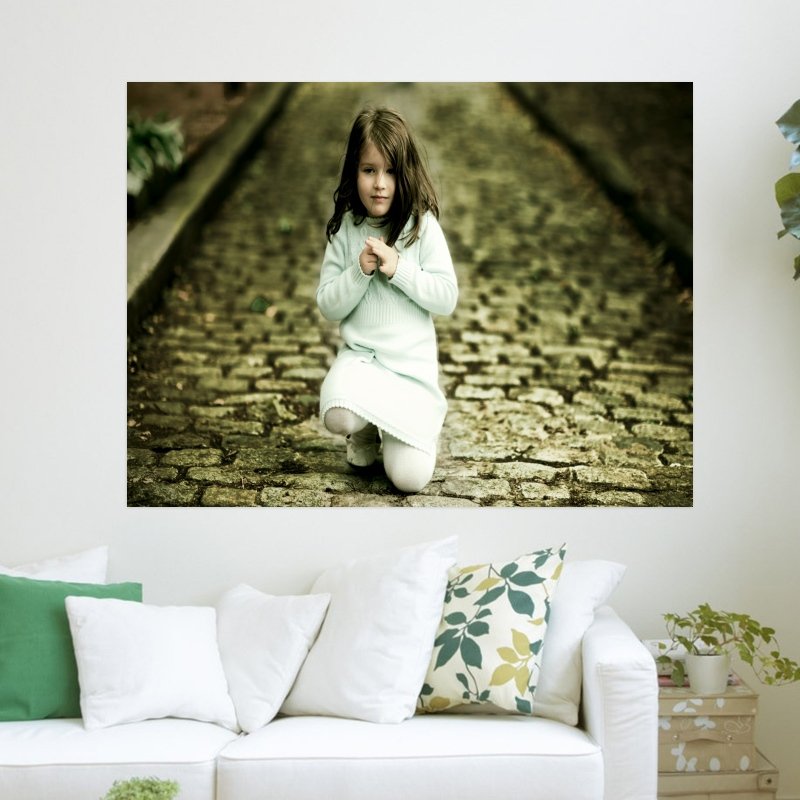 Cute Little Girl Art Poster Print 24x18 inch