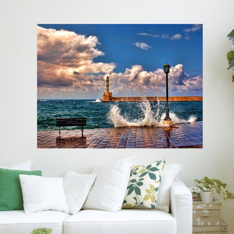 Crazy Blue Ocean Art Poster Print 24x18 inch