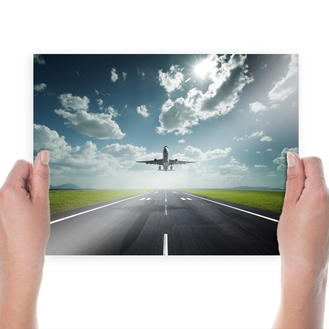 Landing Airplane Art Poster Print 24x18 inch