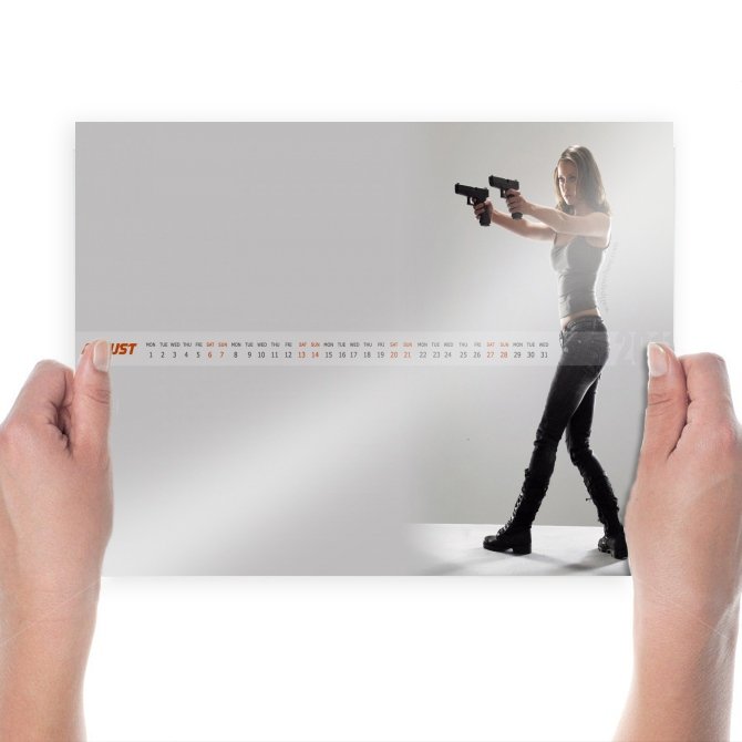 Girl With Gun Calendar Art Poster Print 24x18 inch