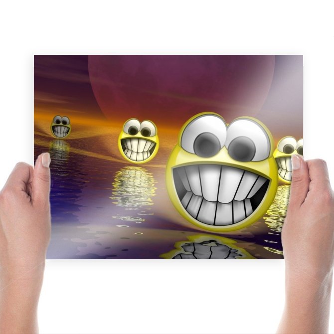 Huge 3d Smiley Faces Art Poster Print 24x18 inch