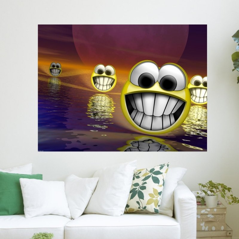 Huge 3d Smiley Faces Art Poster Print 24x18 inch