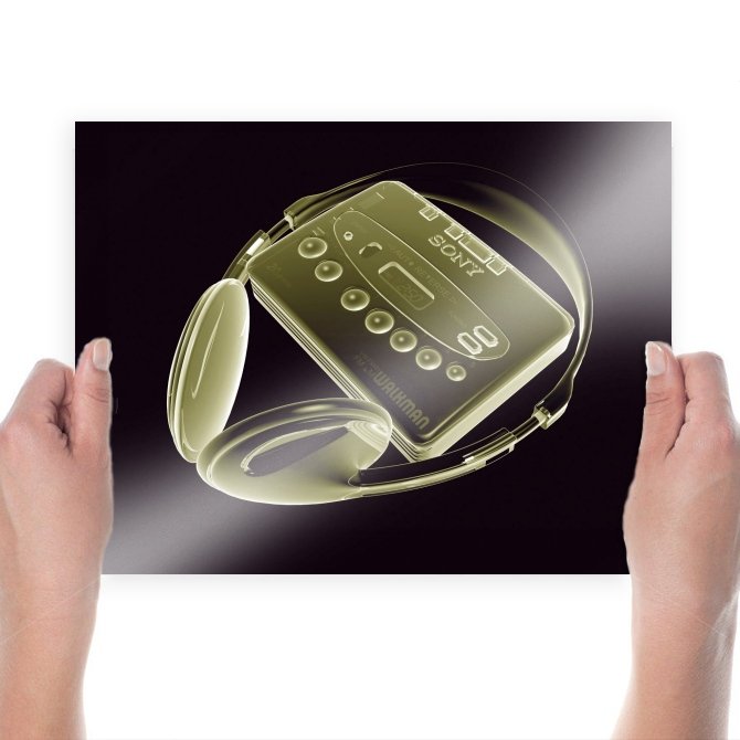 3d Neon Walkman Art Poster Print 24x18 inch