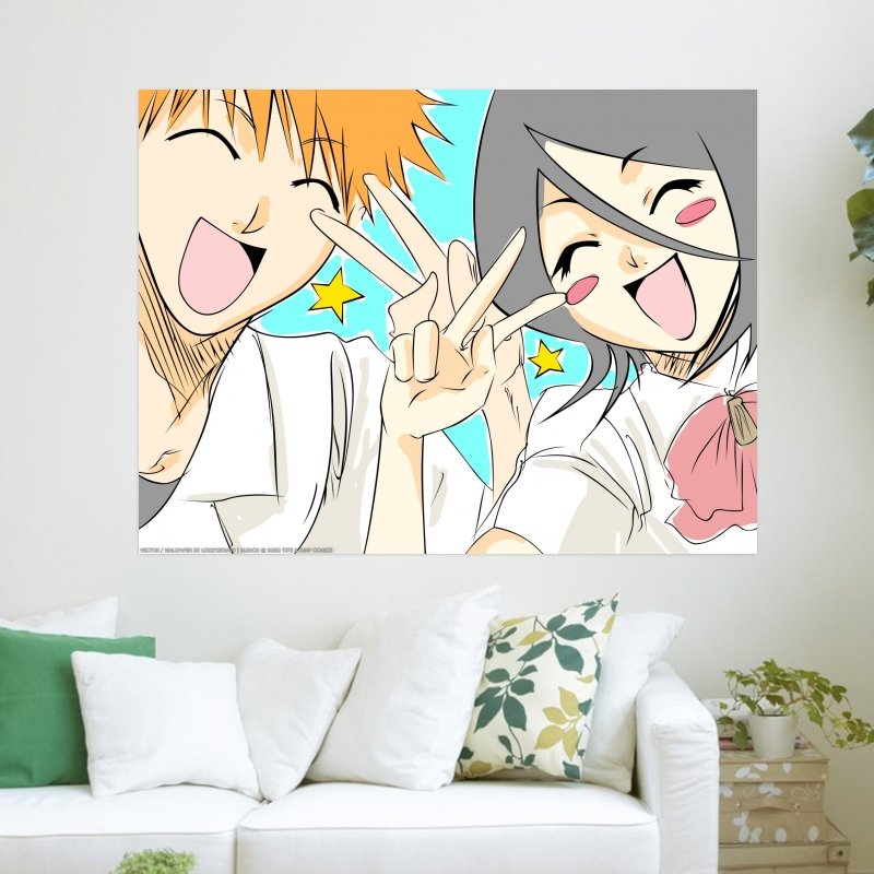 Bleach Kuchiki Rukia Kurosaki Ichigo Art Poster Print 24x18 inch