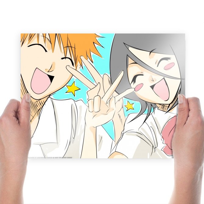 Bleach Kuchiki Rukia Kurosaki Ichigo Art Poster Print 24x18 inch