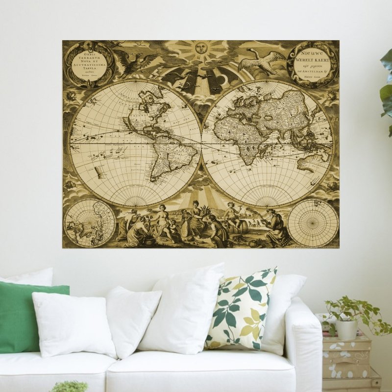 Antique Map Art Poster Print 24x18 inch