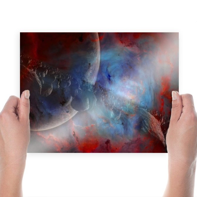 Planet Within Nebula Art Poster Print 24x18 inch
